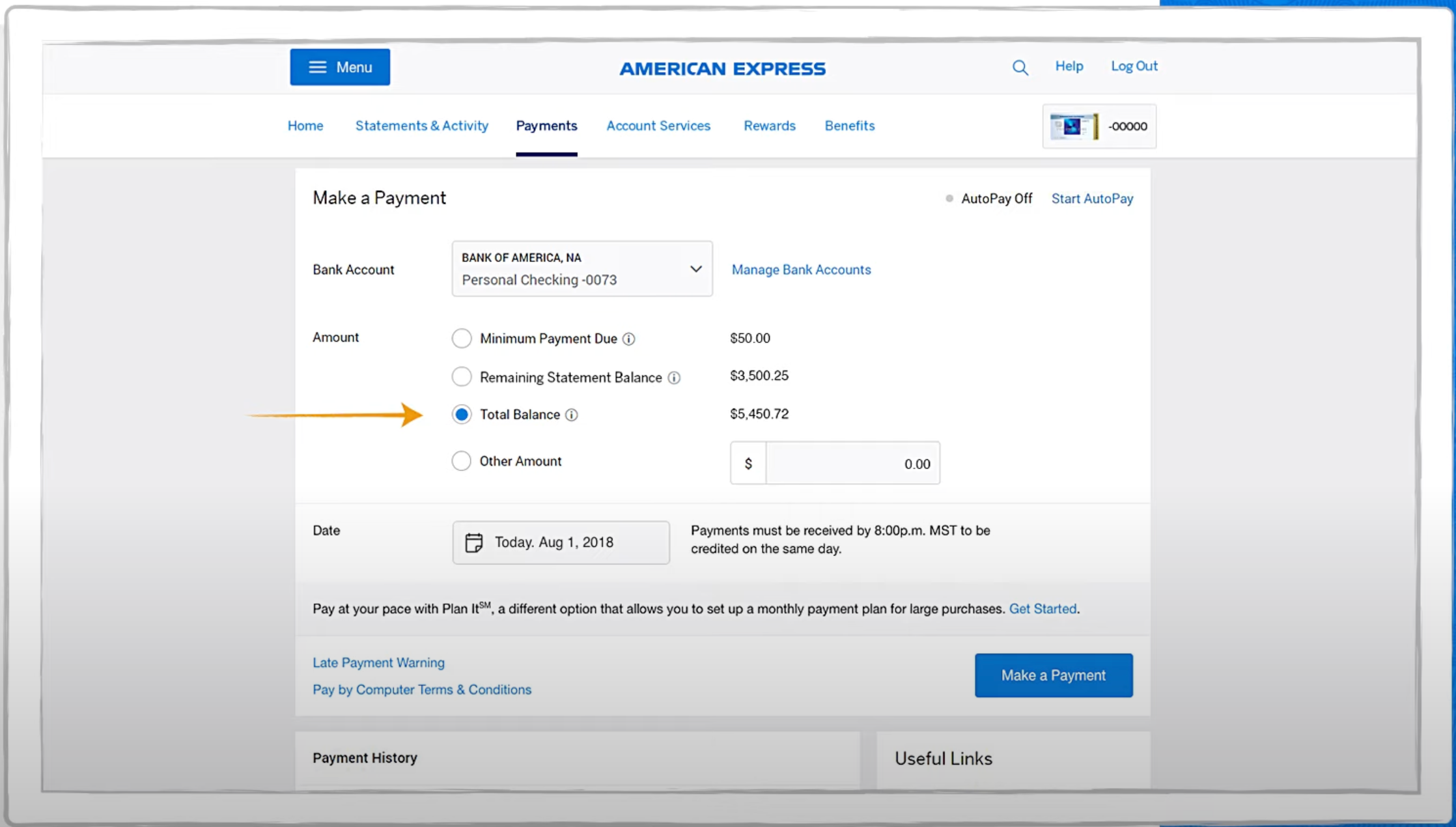 Juno | How to pay your American Express Credit Card bill